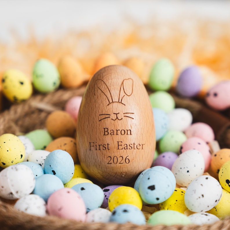 Personalized Musical Wooden Easter Egg Shakers, Custom Egg Cups ...