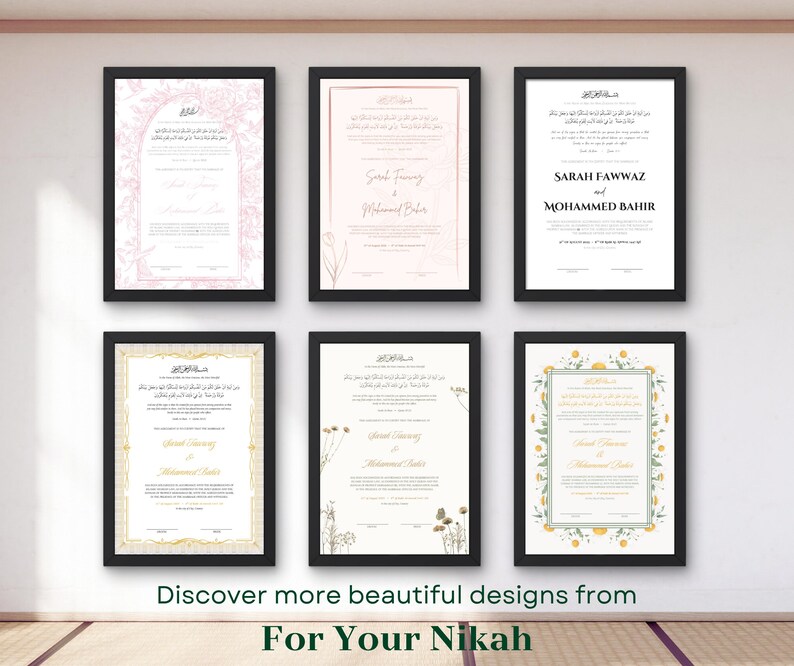 Minimalist Nikah Certificate Template: Islamic Marriage Contract ...