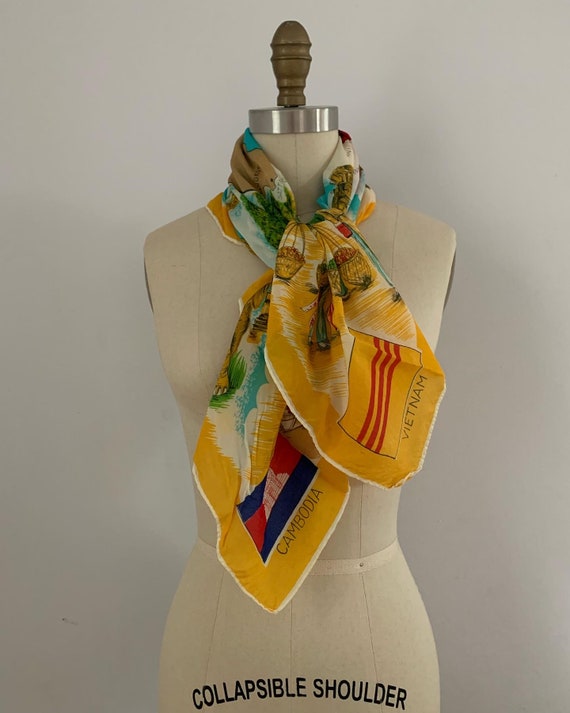 Vintage Silk Southeast Asian countries scarf handkerc… - Gem