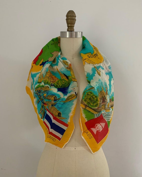 Vintage Silk Southeast Asian countries scarf handkerc… - Gem