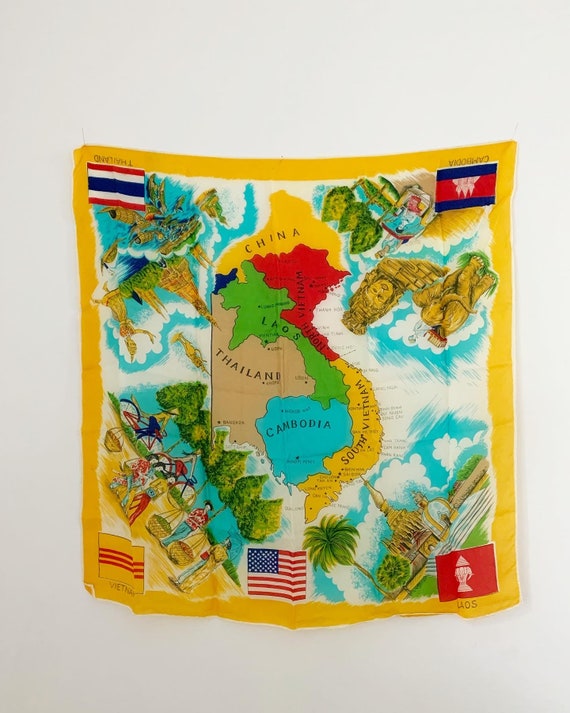 Vintage Silk Southeast Asian countries scarf handkerc… - Gem