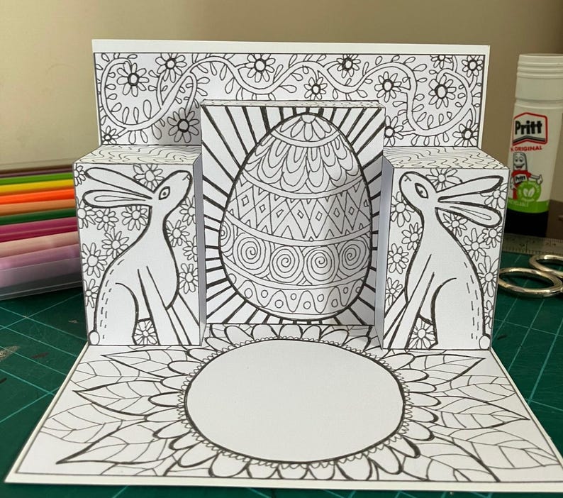 Printable Easter Pop-up Card Template – DIY Colouring Craft for Adults ...