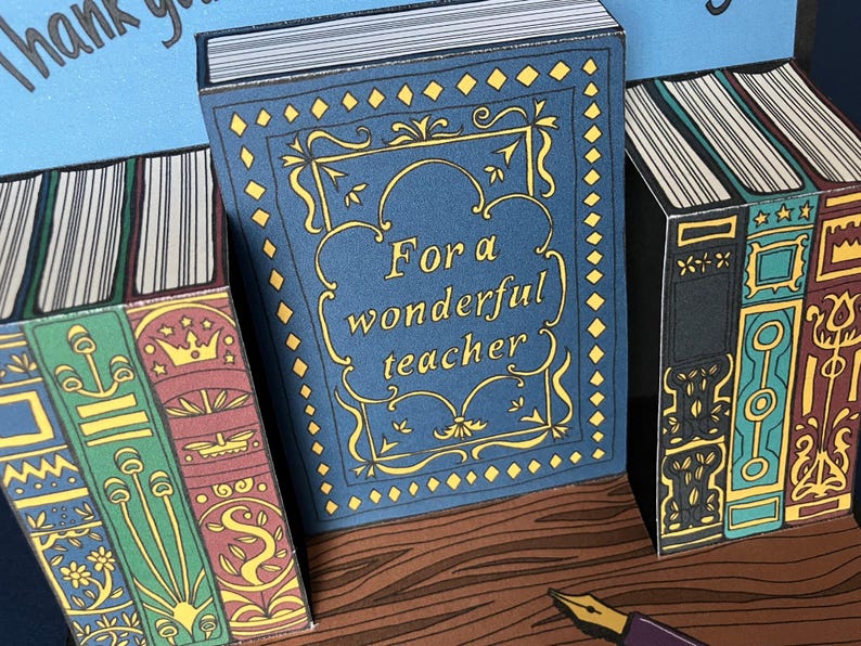Book Lover Teacher Thank You Pop-up Card - DIY Printable Template (PDF ...