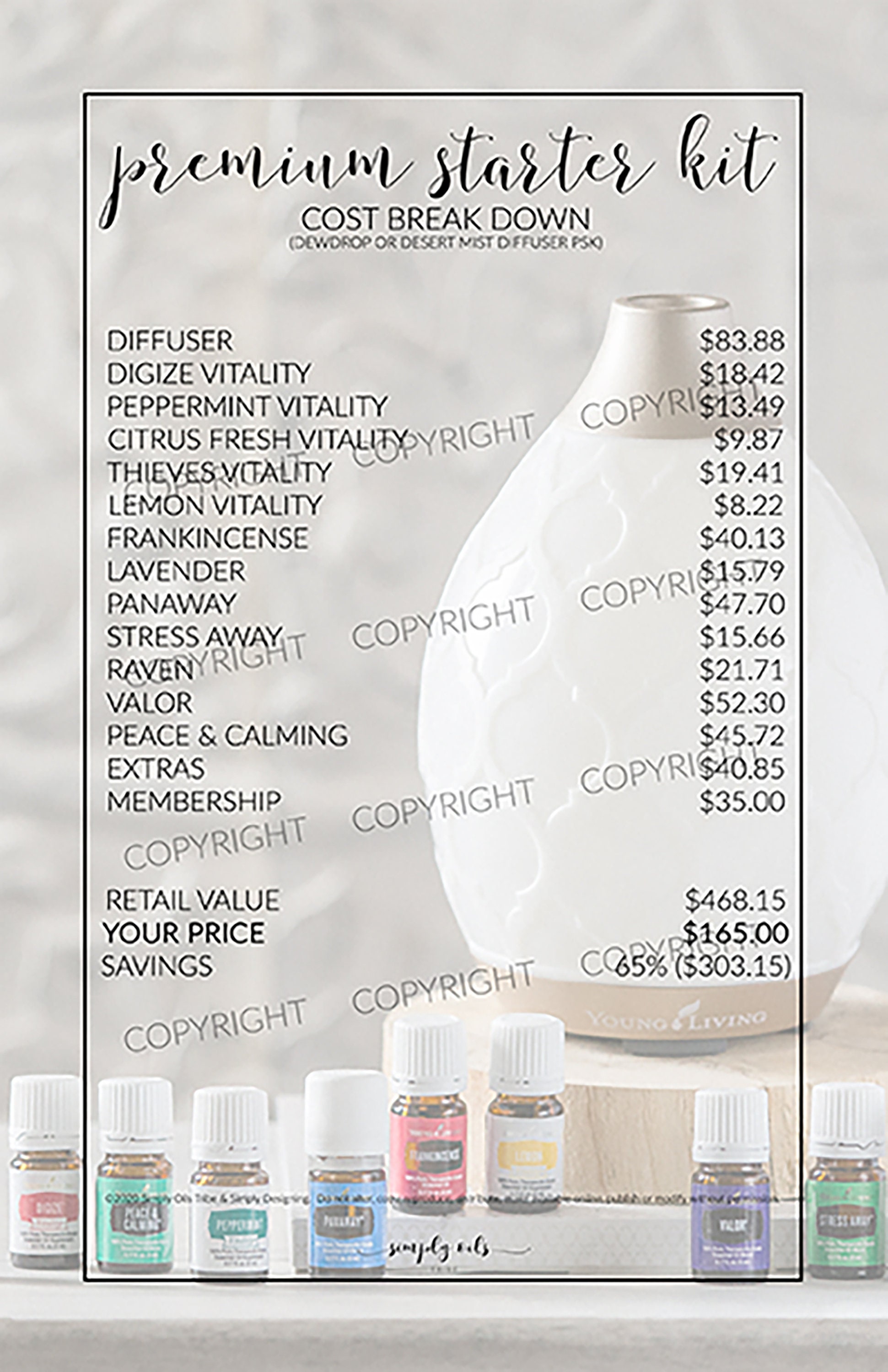 Young Living Essential Oils Premium Starter Kit Cost Breakdown 2020 Etsy