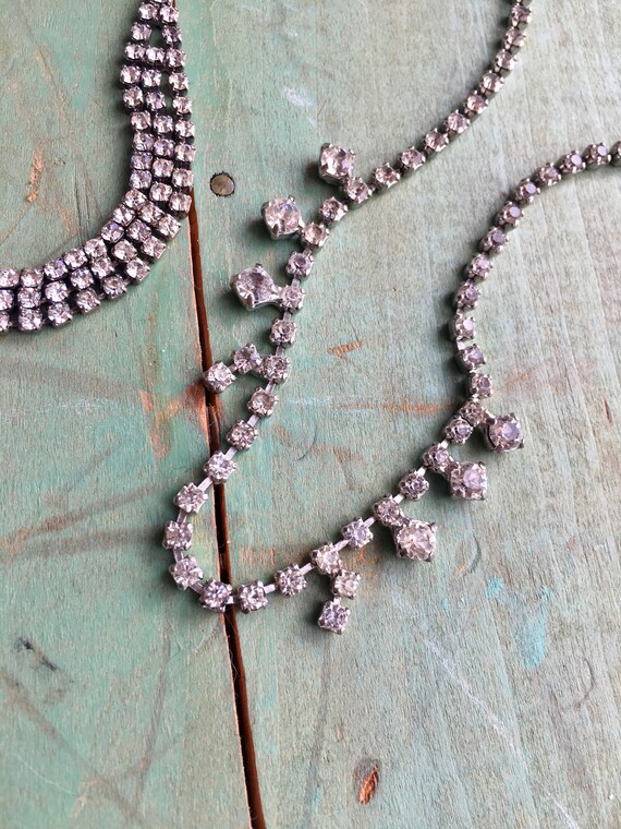 1950s Mid Century Sparkly Rhinestone chokers - Weddin… - Gem
