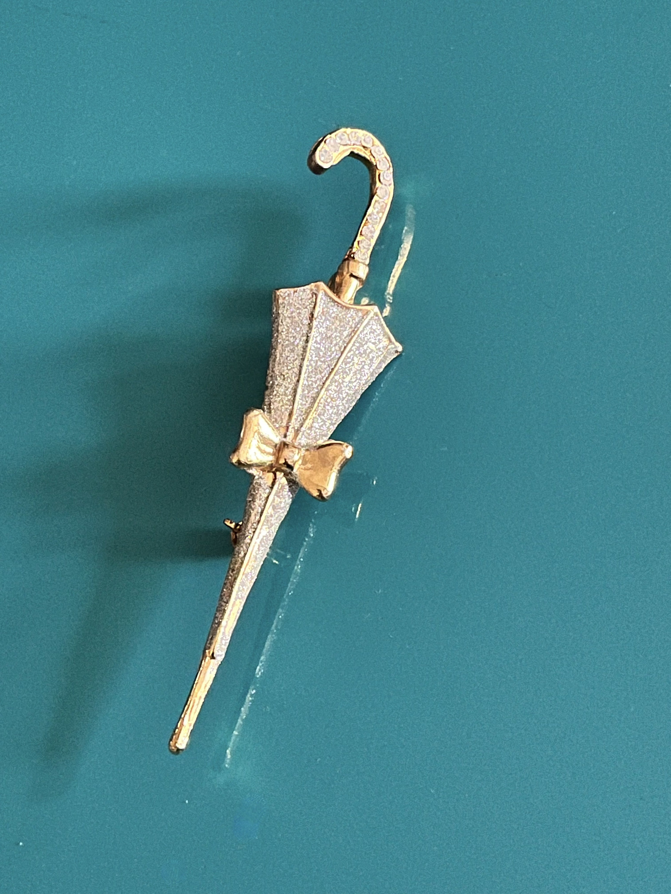 Rainy Day Pin Diamond Dust Umbrella Brooch Gold Diamond Dust Umbrella ...