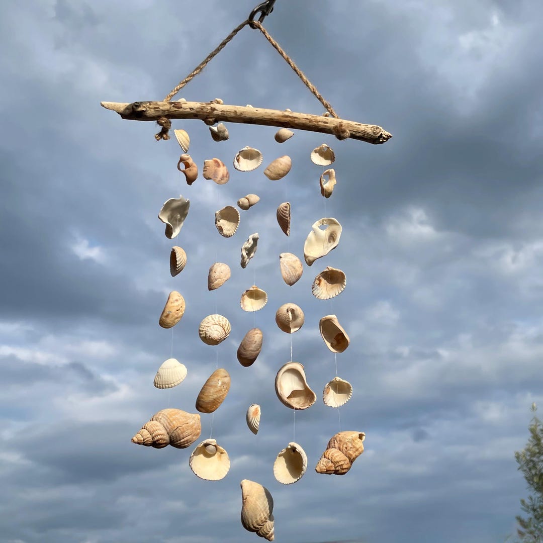Rustic Sea Shell Wind Chime Hanging Mobile ~ Natural Sea Shells ~ Drift ...