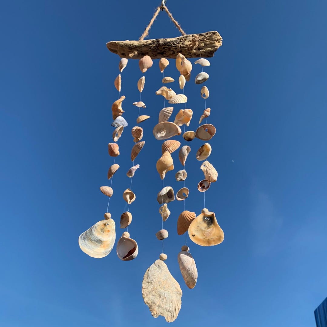 Rustic Sea Shell Wind Chime Hanging Mobile ~ Natural Sea Shells ~ Drift ...