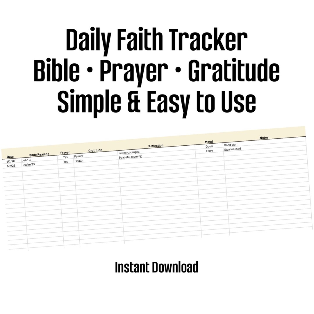 Daily Faith Tracker Spreadsheet | Bible, Prayer, Gratitude Log (digital ...