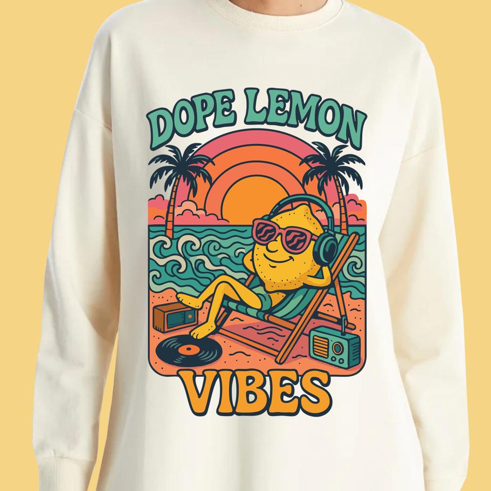 Dope Lemon Vibes SVG PNG | Retro Lemon Beach Art Sublimation | Funny ...