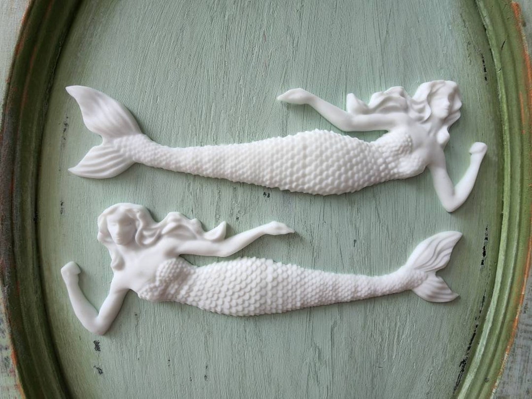 Vintage Mermaid Resin Applique: Beach Coastal Decor (set of 2) - Etsy
