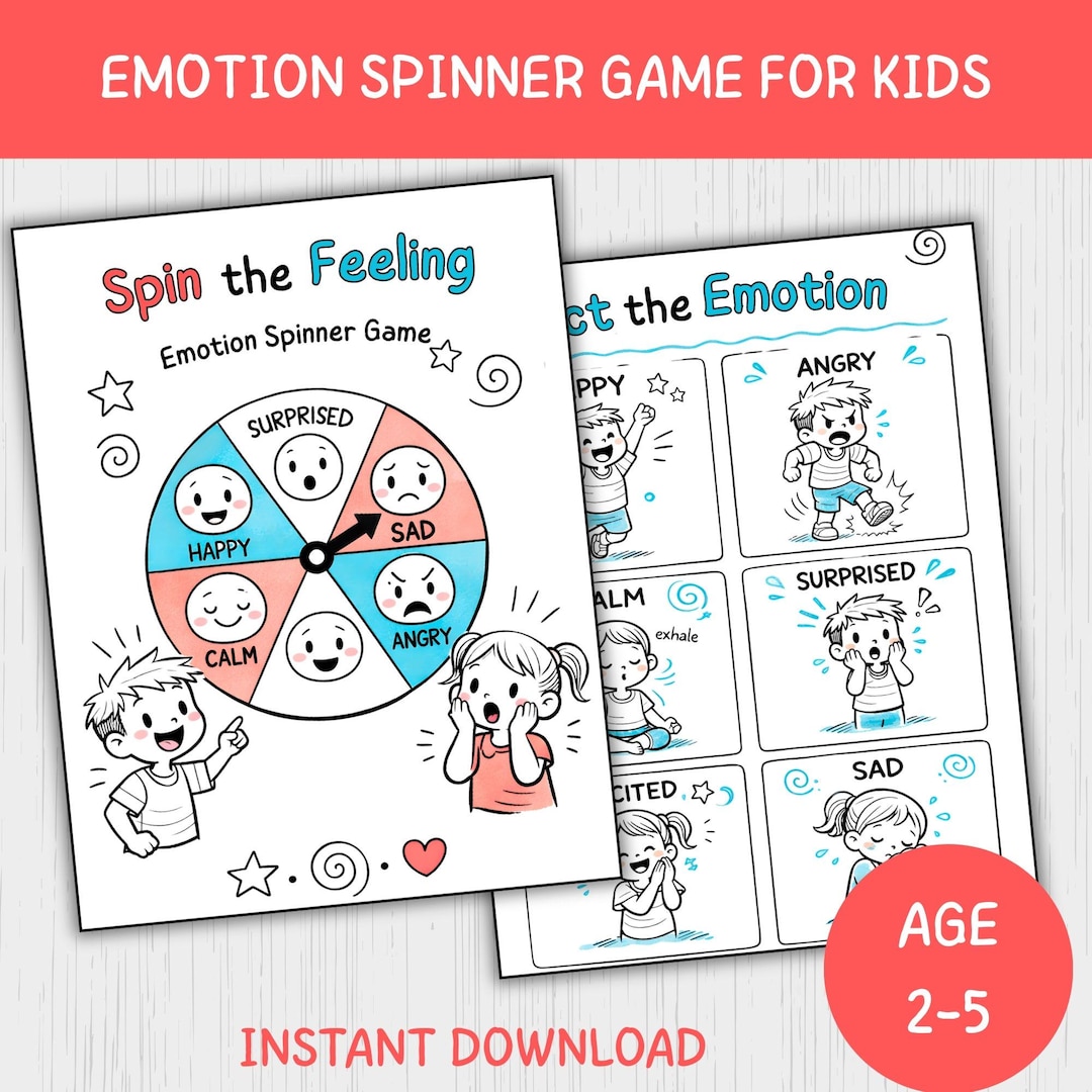 Emotion Spinner Game Printable for Kids | Calm Corner Feeling Activity ...