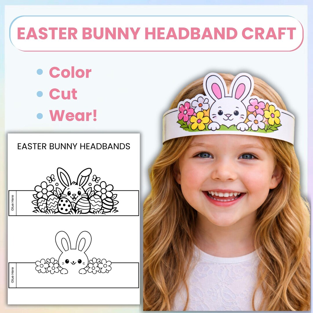 Easter Bunny Headband Printable | Bunny Ears Crown Craft for Preschool ...