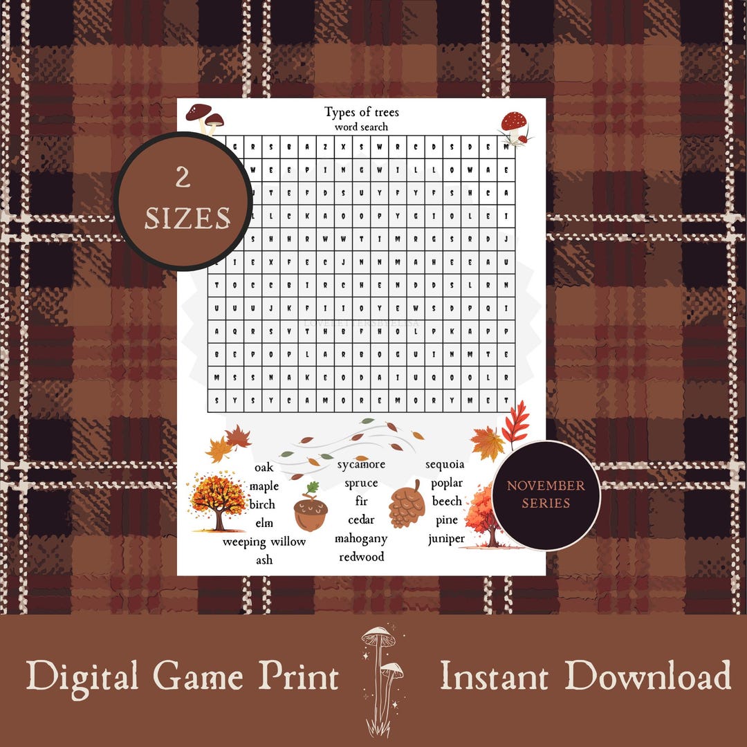 November Word Search Puzzle, Autumn Word Hunt Game, Cozy Fall ...