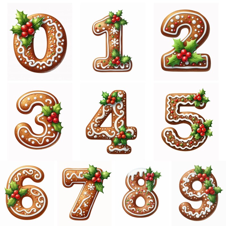 Gingerbread Christmas Alphabet Numbers, PNG Set (digital Download) - Etsy