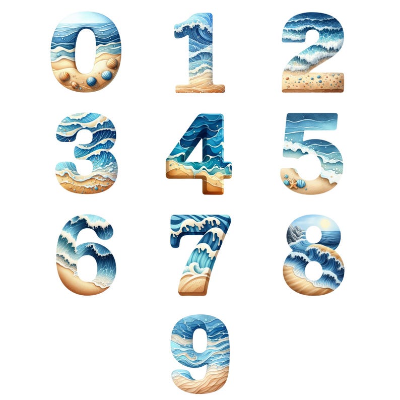 Beach Wave Alphabet Numbers PNG | Summer Kids Decor (digital Download ...