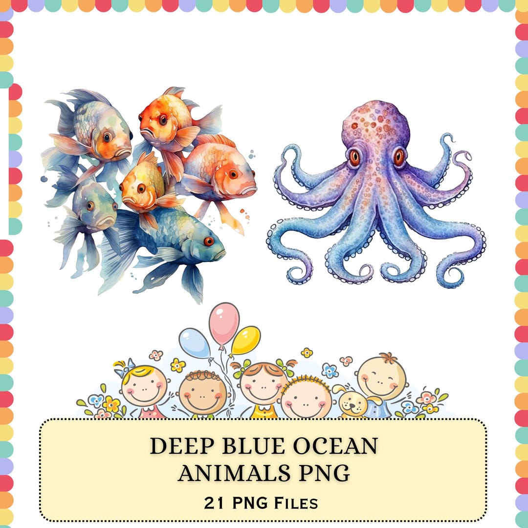Ocean Animals PNG Bundle | Sea Life Clipart Pack | Marine Creatures ...