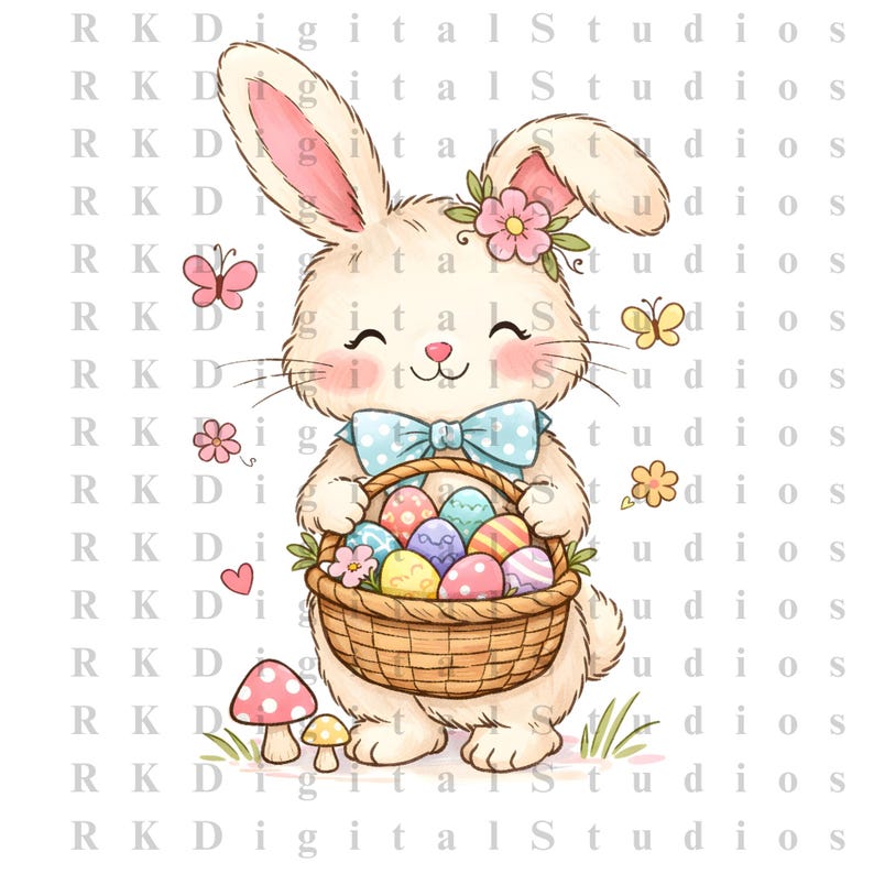 Easter Bunny Clipart PNG Bundle | Spring Rabbit Egg Basket Floral ...