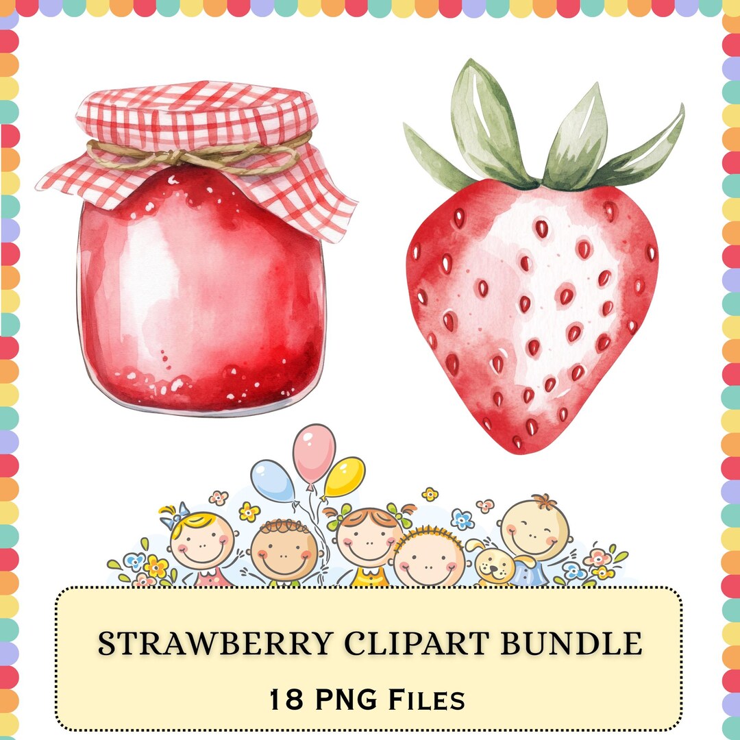 Strawberry Clipart PNG Bundle | Fruit Dessert Graphics Pack | Floral ...