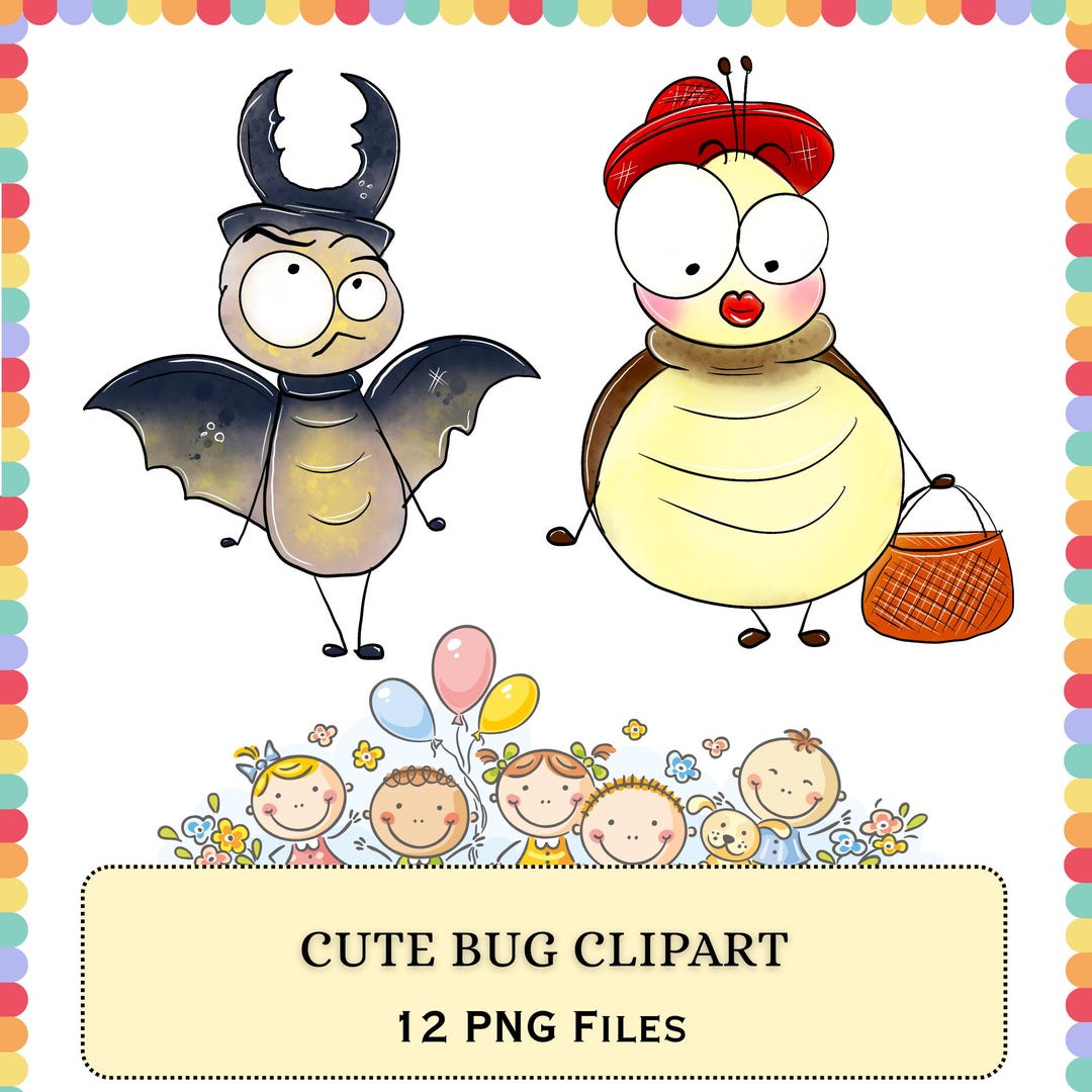 Bug Clipart PNG Bundle | Cartoon Insect Pack | Kids Animal Illustration ...