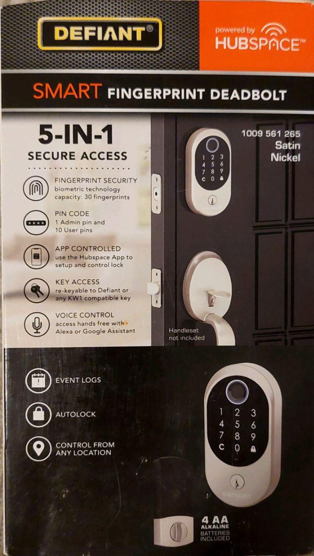 Defiant Smart Fingerprint Deadbolt Lock | Wifi Bluetooth Keyless Entry ...