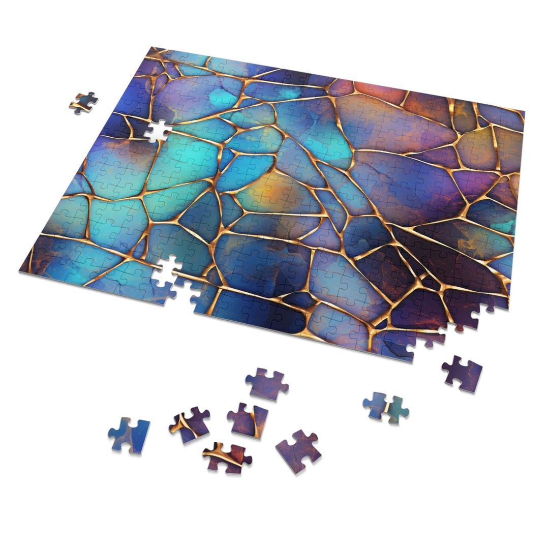 Shattered Gemstone Puzzle | Cracked Glass Abstract Art | Iridescent ...