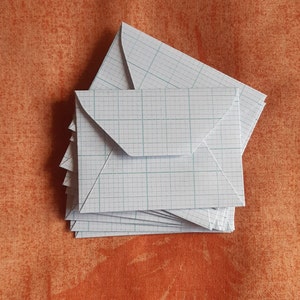 50 Mini Graph Paper Envelopes Recycled Grid Paper Envelopes Recycled ...