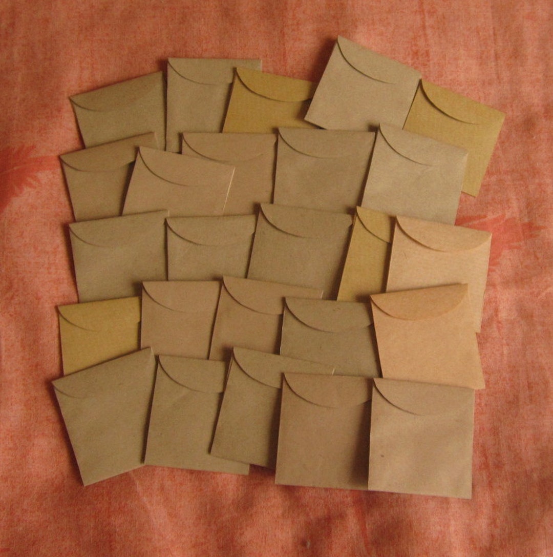 25 Mini Brown Envelopes - Recycled Envelopes - Recycled Mini Envelopes ...