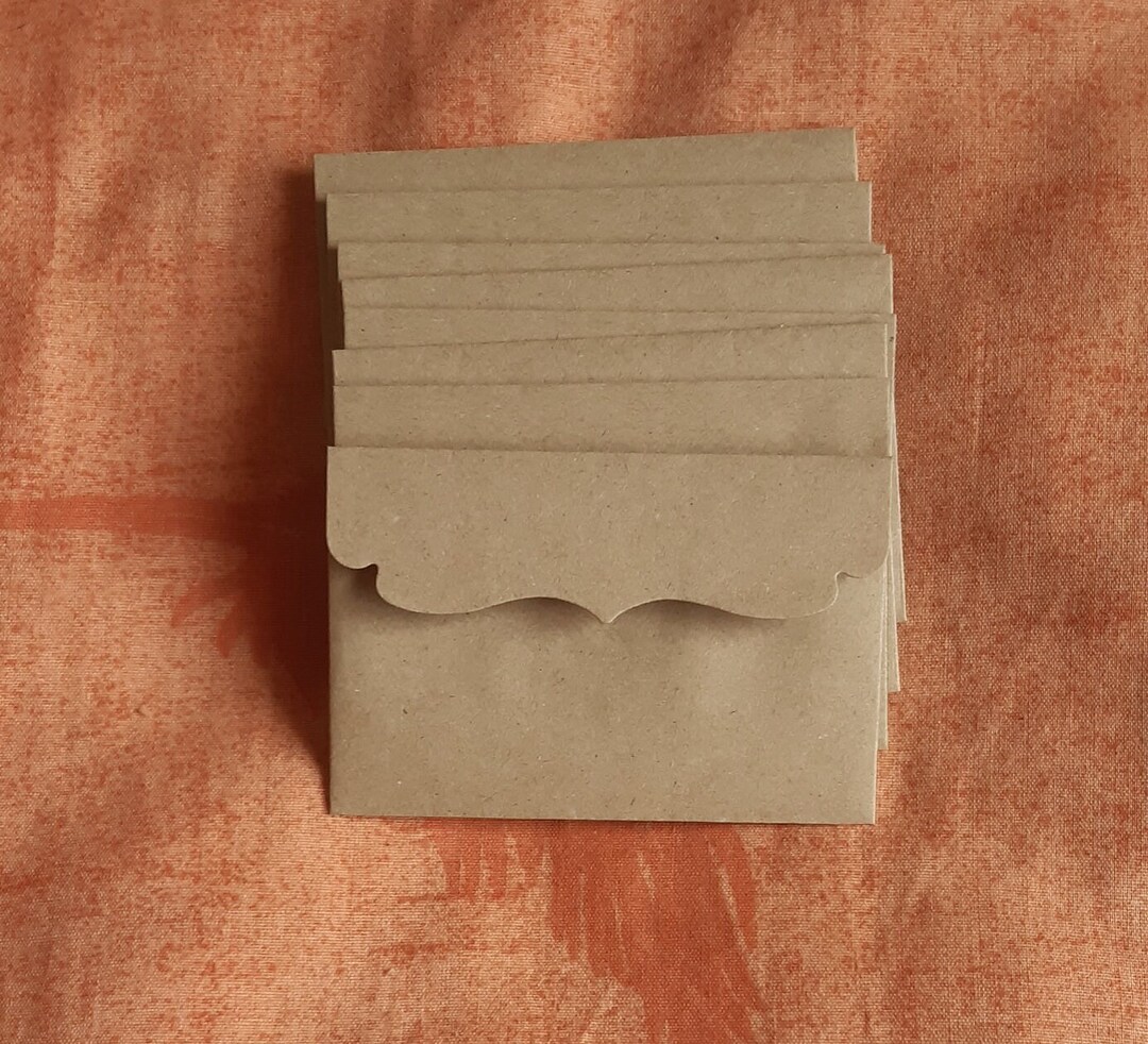 Mini Brown Scalloped Envelopes, Set of 50, 9cm X 6cm (3 1/2" X 2 3/8 ...