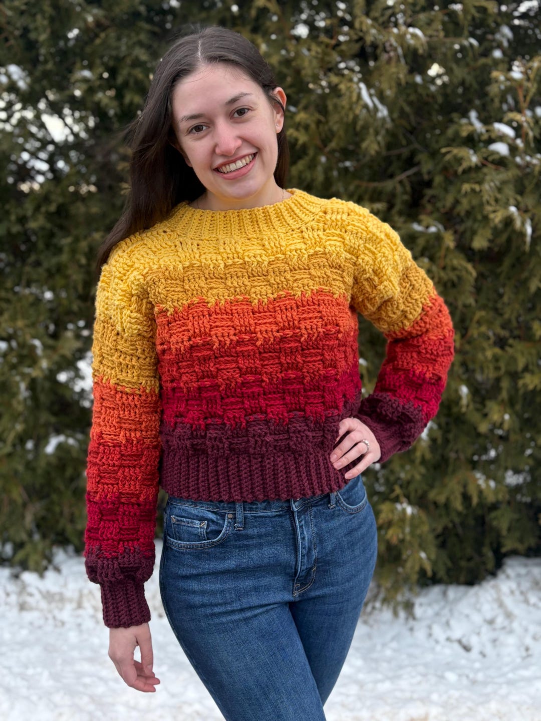 Sunset Basket Weave Sweater Crochet Pattern PDF - Etsy