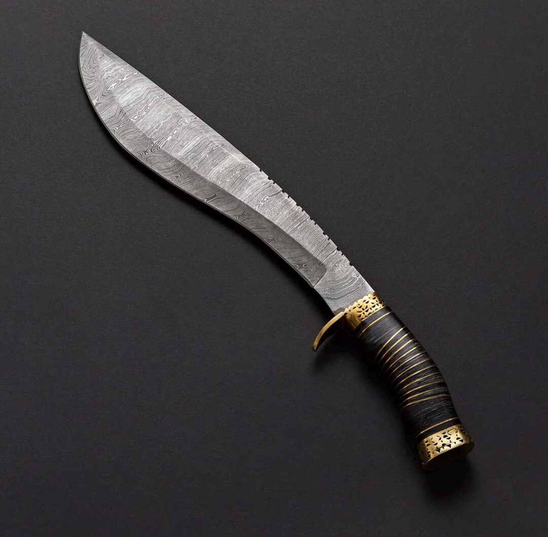 Handmade Damascus Steel Kukri Knife Color Wood Handle Free Engraving ...