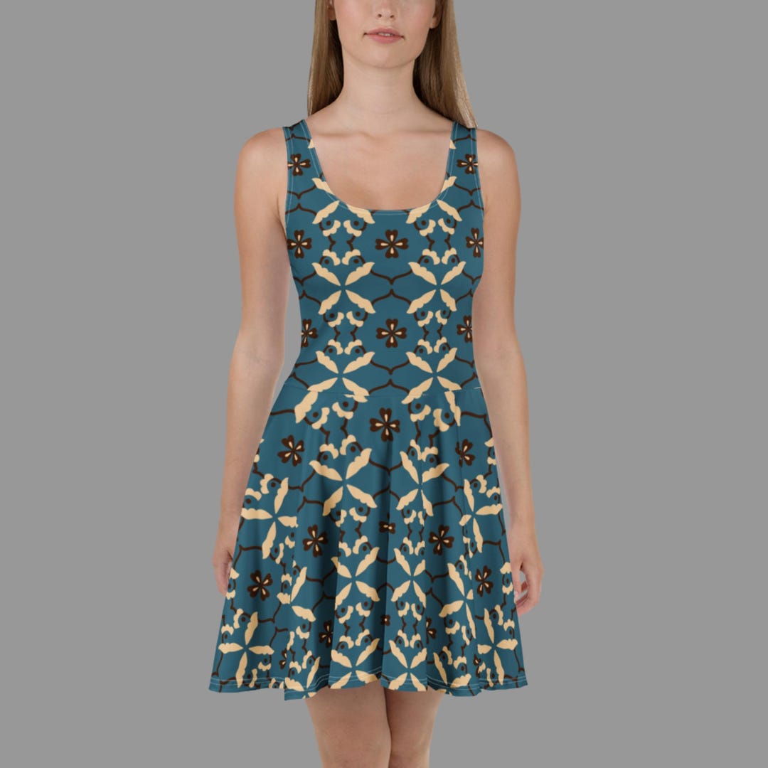 Artistic Tile Skater Dress| Feminine Chic Dress| Casual Summer Dress ...