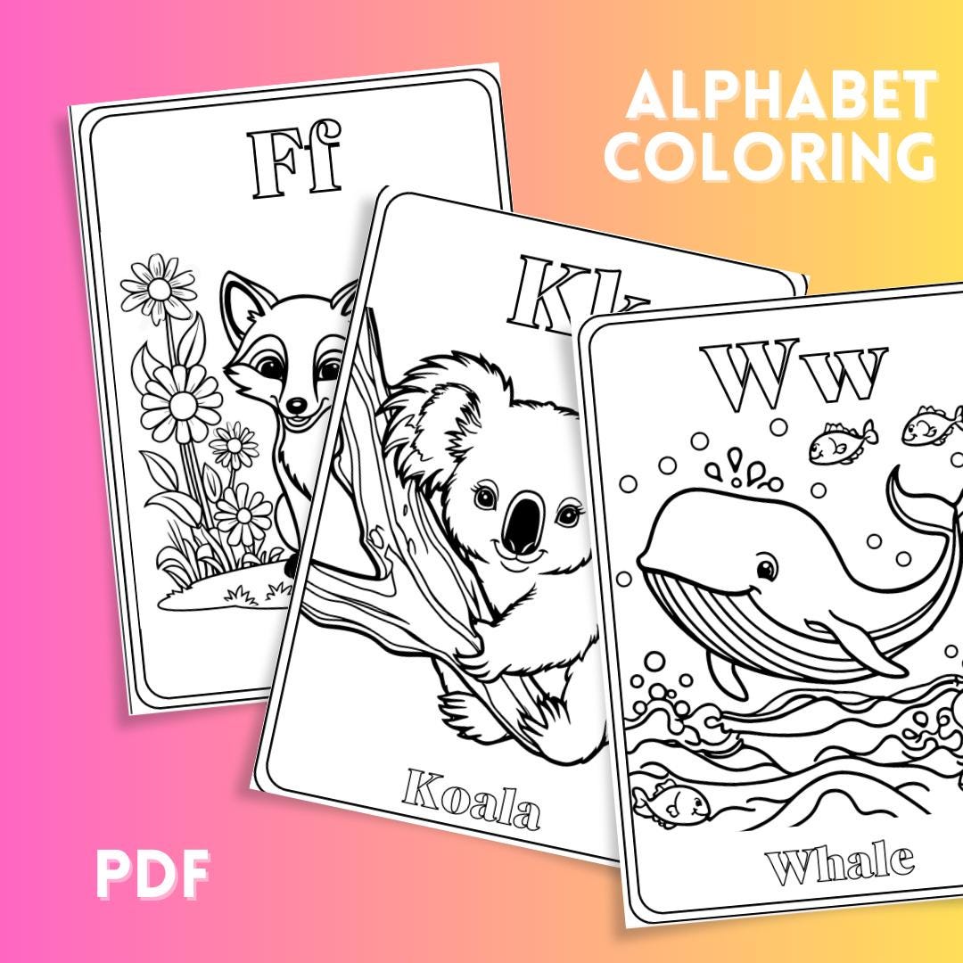 Kids Alphabet Animal Coloring Pages | A-Z Printable Coloring Book ...