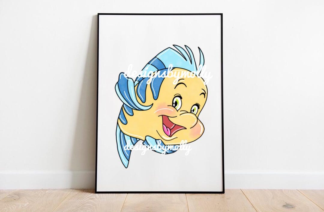 Cute Flounder Wall Art - Flounder Hand Drawn Digital Download - the ...