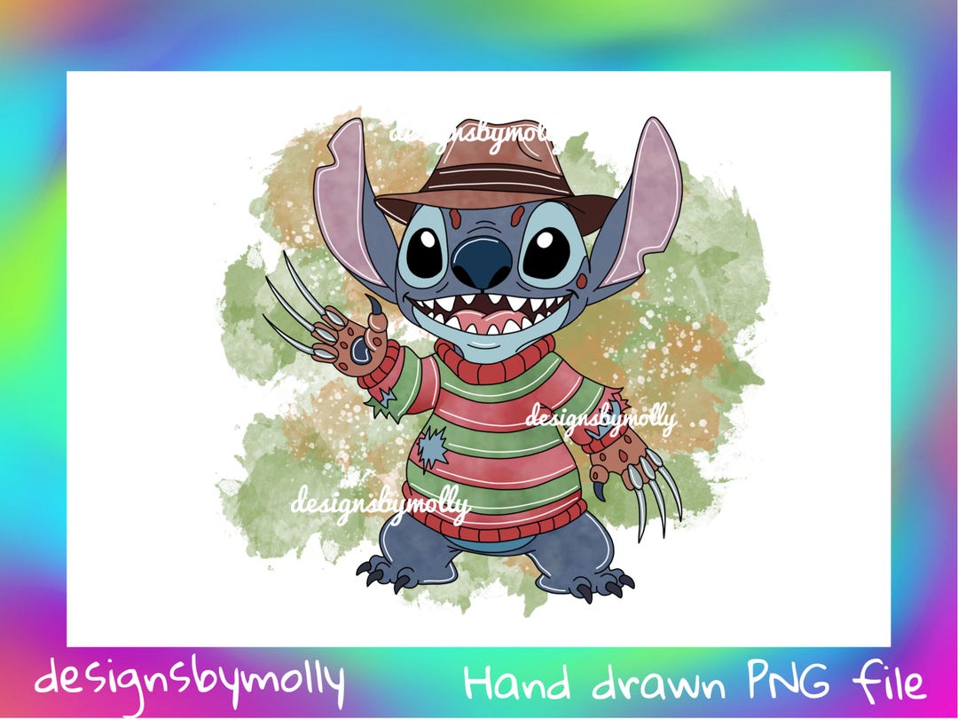 Stitch Freddy Halloween Clipart: Hand Drawn PNG Digital Download - Etsy