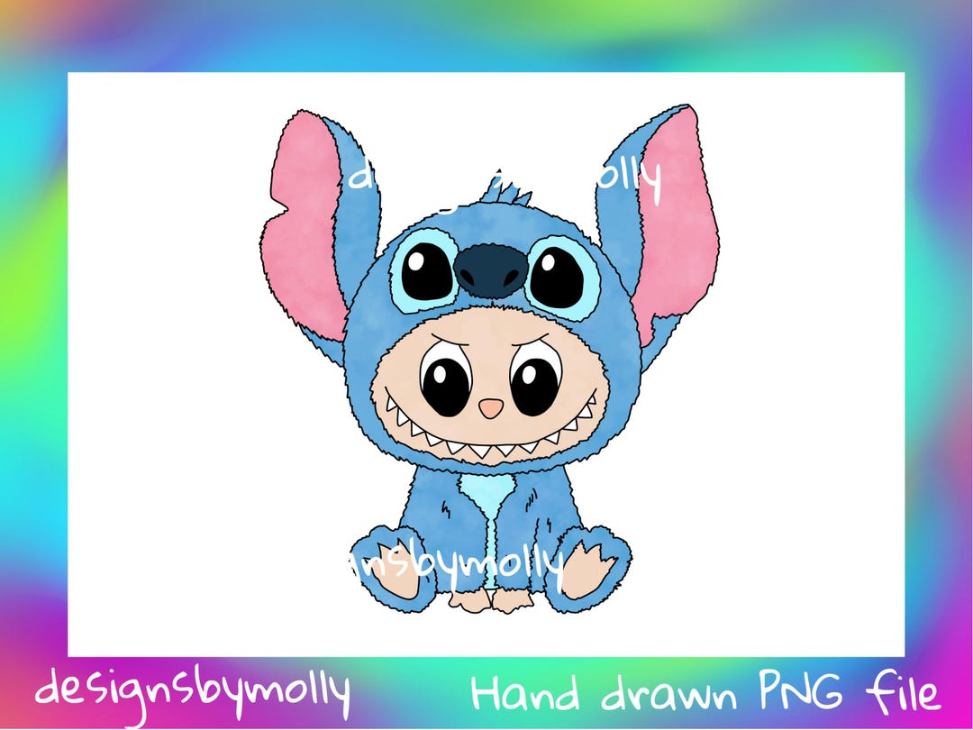 Stitch Labubu Wall Art - Stitch Labubu Hand Drawn Digital Download ...