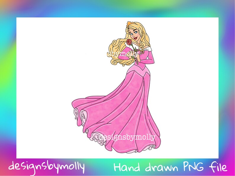 Princess Aurora Clipart: Sleeping Beauty Hand Drawn PNG (digital ...