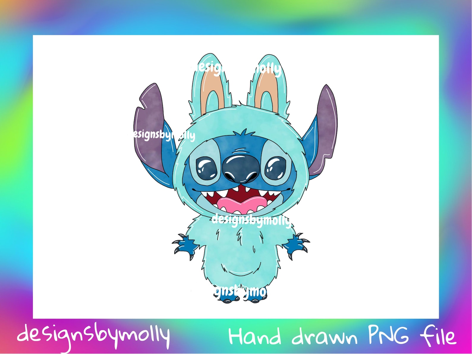 Stitch Labubu Wall Art - Stitch Labubu Hand Drawn Digital Download ...