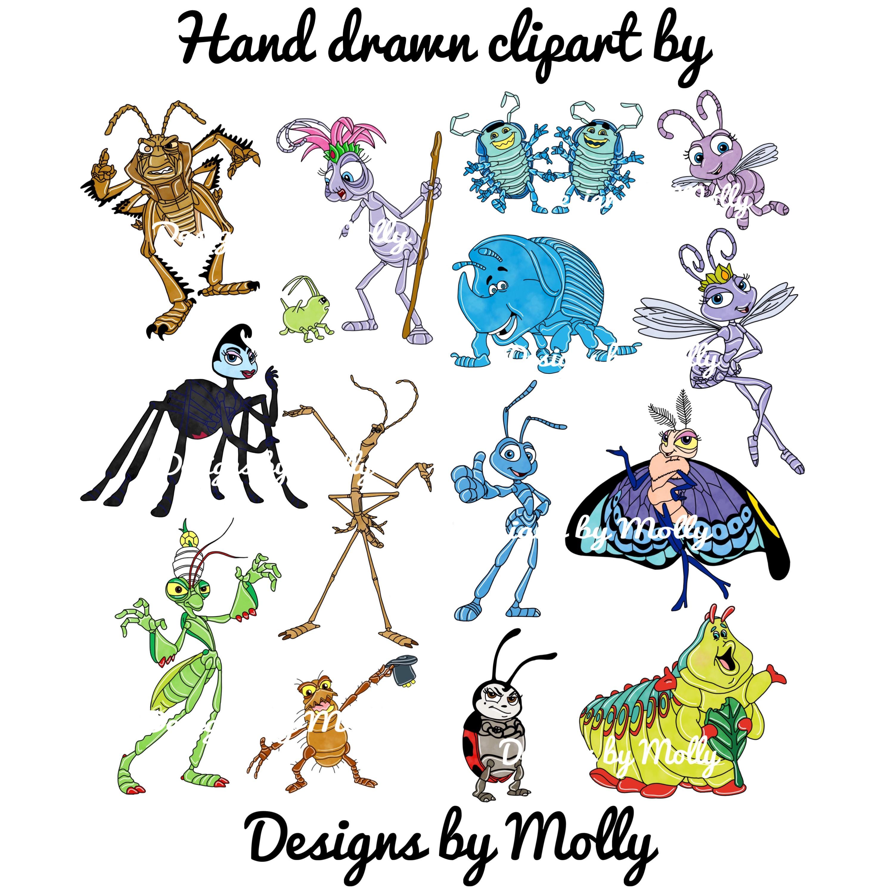 A Bugs Life Clipart Set PNG File Bugs Life DIGITAL DOWNLOAD Hand Drawn ...