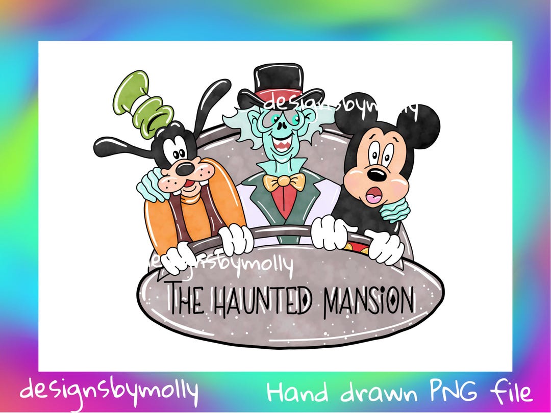 Haunted Mansion Ride Wall Art - Hand Drawn Digital Download - Mickey ...
