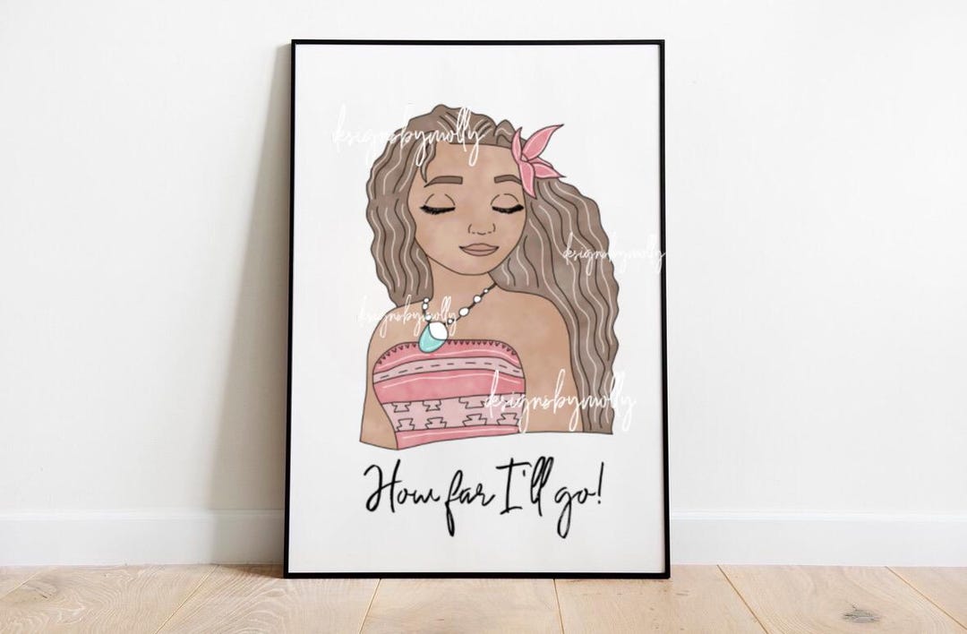 Princess Moana Wall Art - Moana Hand Drawn Digital Download - Princess ...