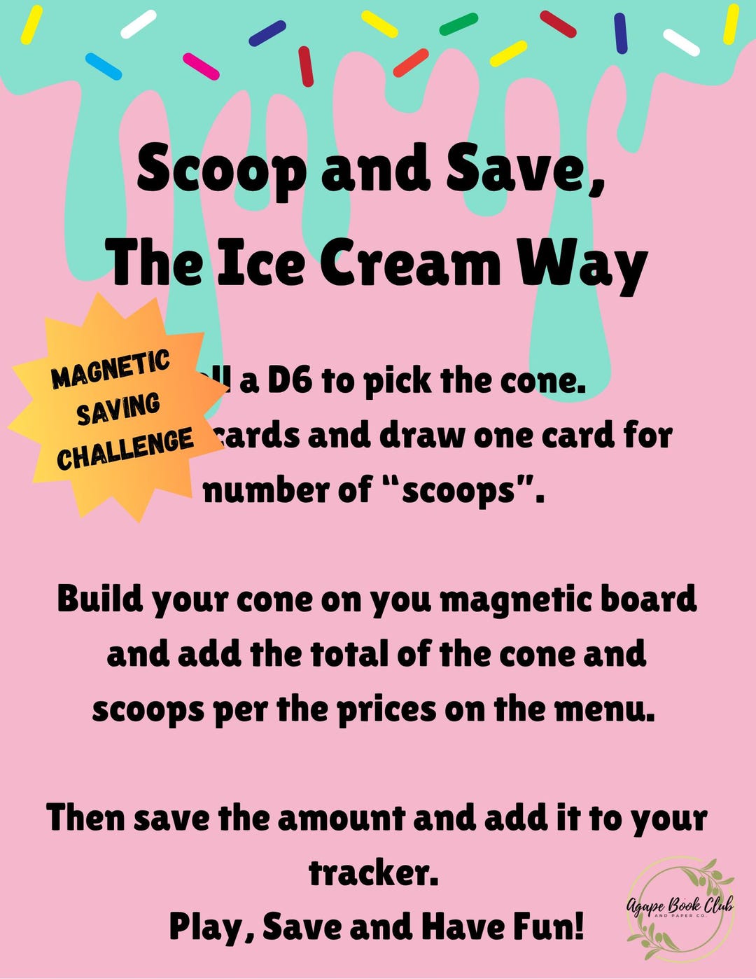 Scoop and Save, the Ice Cream Way Saving Challenge - Etsy