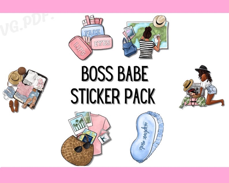 Boss Babe Clipart Sticker Pack | 12 Printable Girl Boss Stickers ...