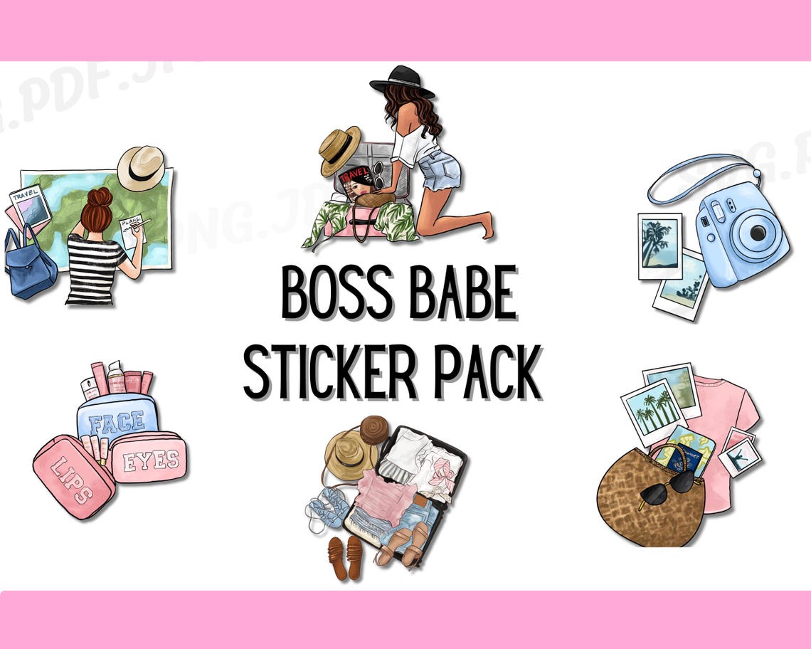 Boss Babe Clipart Sticker Pack | 12 Printable Girl Boss Stickers ...
