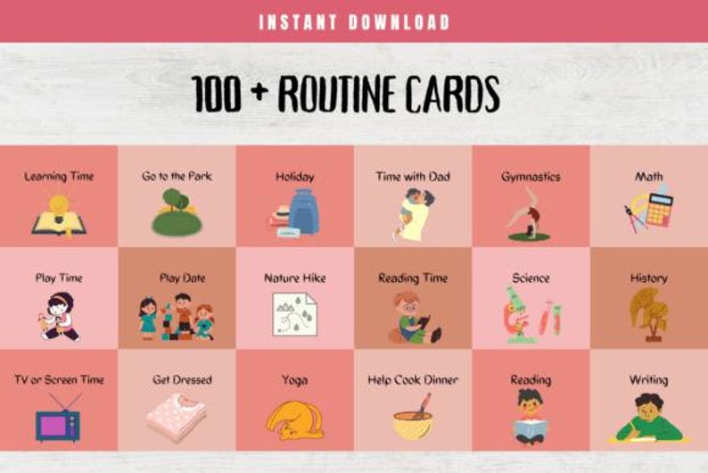 Daily Routine Cards Visual Schedule Toddler Routine Chart for Kids ...