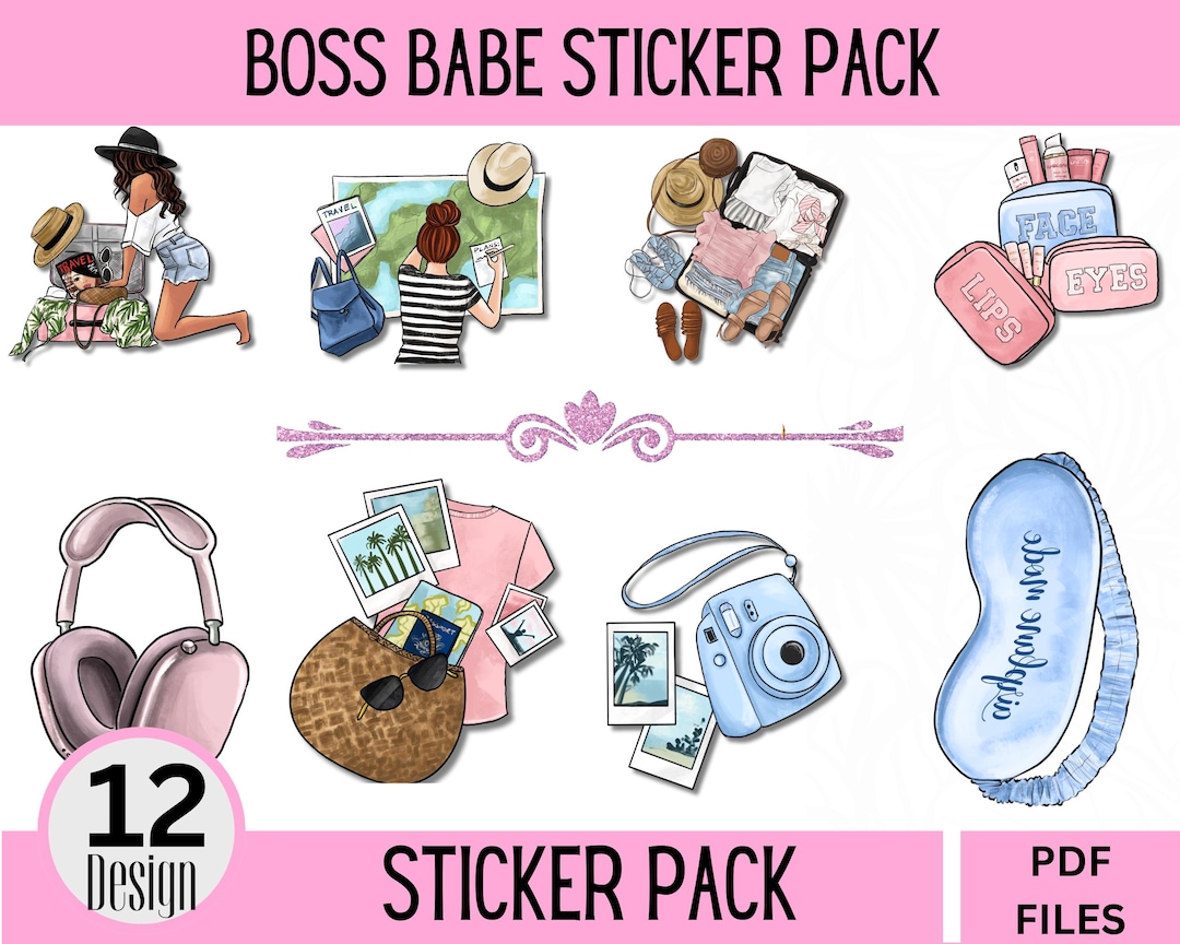 Boss Babe Clipart Sticker Pack | 12 Printable Girl Boss Stickers ...