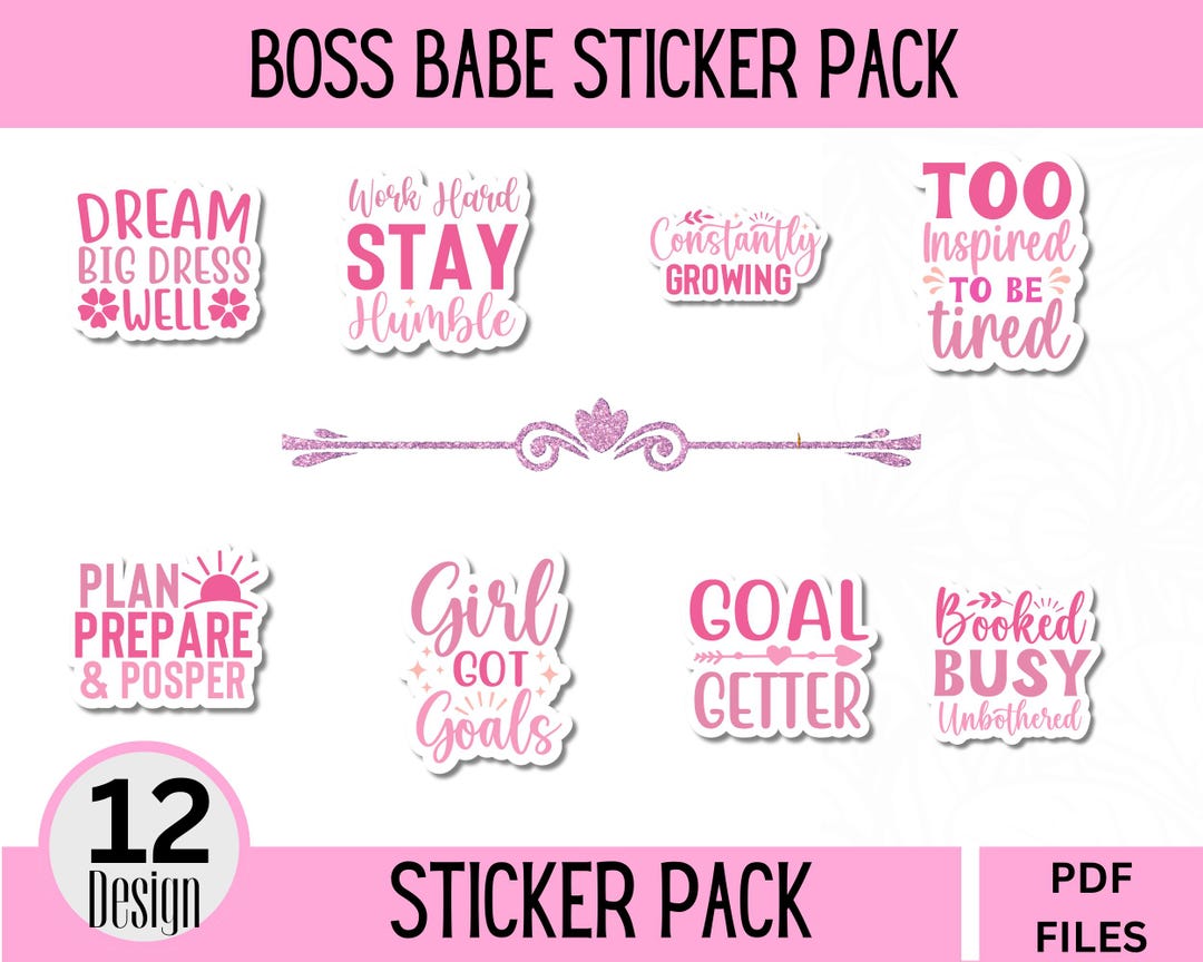 Boss Babe Sticker Pack | Motivational PNG Stickers for Women | Digital ...