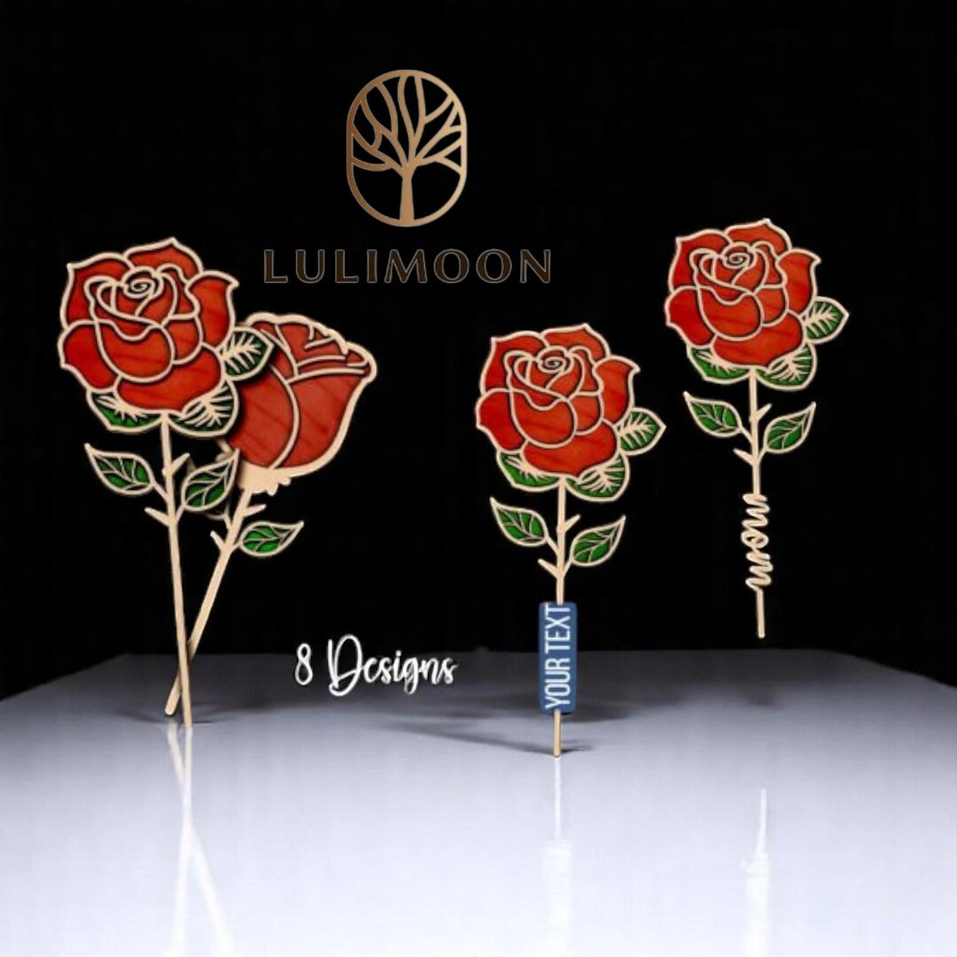 Two Layered Rose SVG – Laser Cut Rose Flower Art – Wood Rose Vector ...