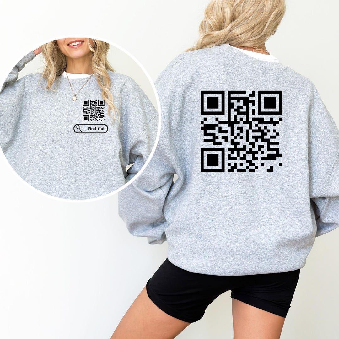 QR Code Sweatshirt, Scan & Discover, Customizable Hoodie Pullover ...