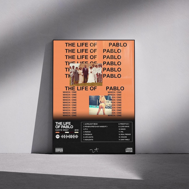 Kanye West the Life of Pablo Album Cover Poster Print, Dorm Bedroom ...